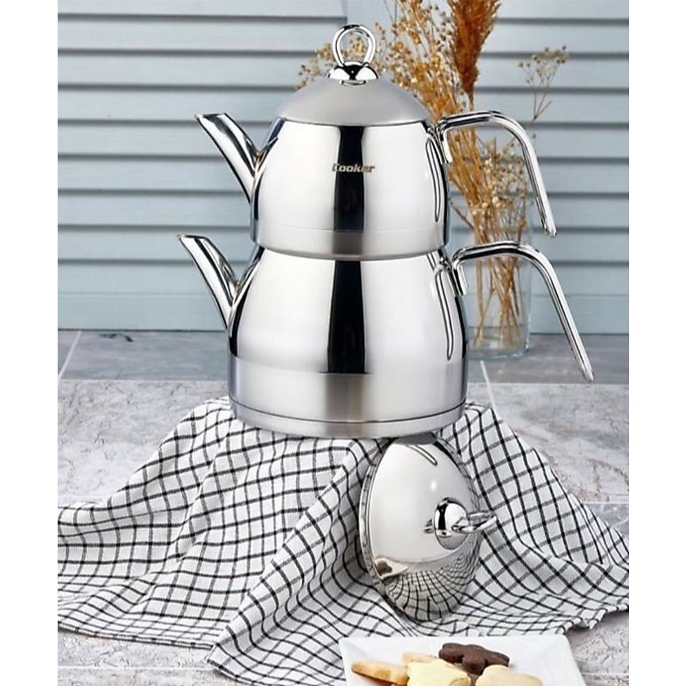 COOKER TUANA ÇELİK ÇAYDANLIK AİLE BOY GÜMÜŞ,COOKER TUANA ÇELİK ...